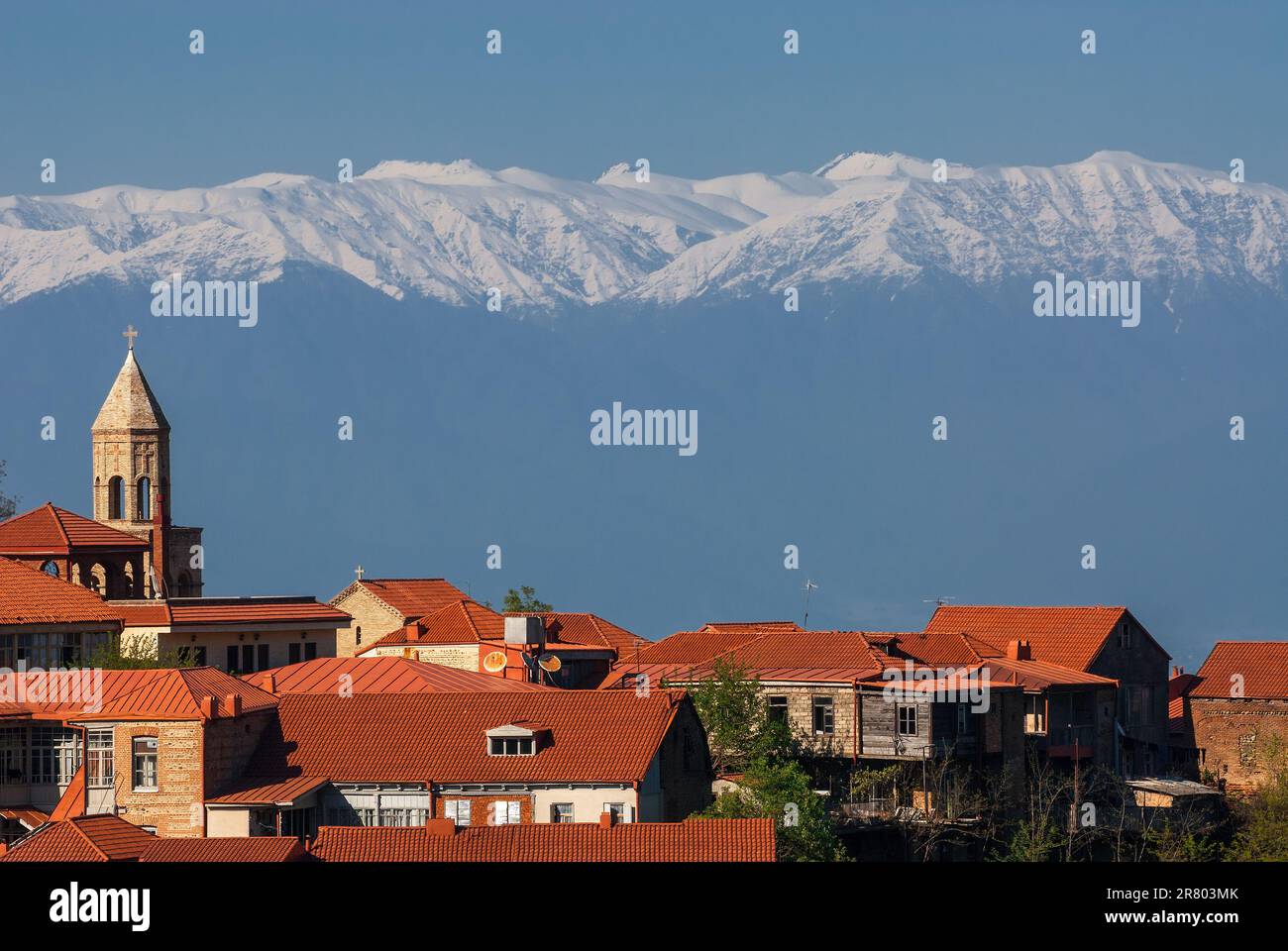 Magic View of Signagi and caucasus mountain range Stock Photo - Alamy
