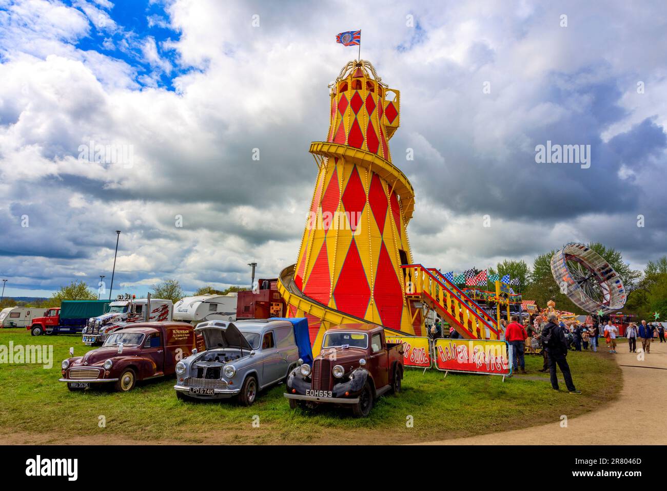 A brightly coloured helter skelter attraction at the Abbey Hill Steam ...