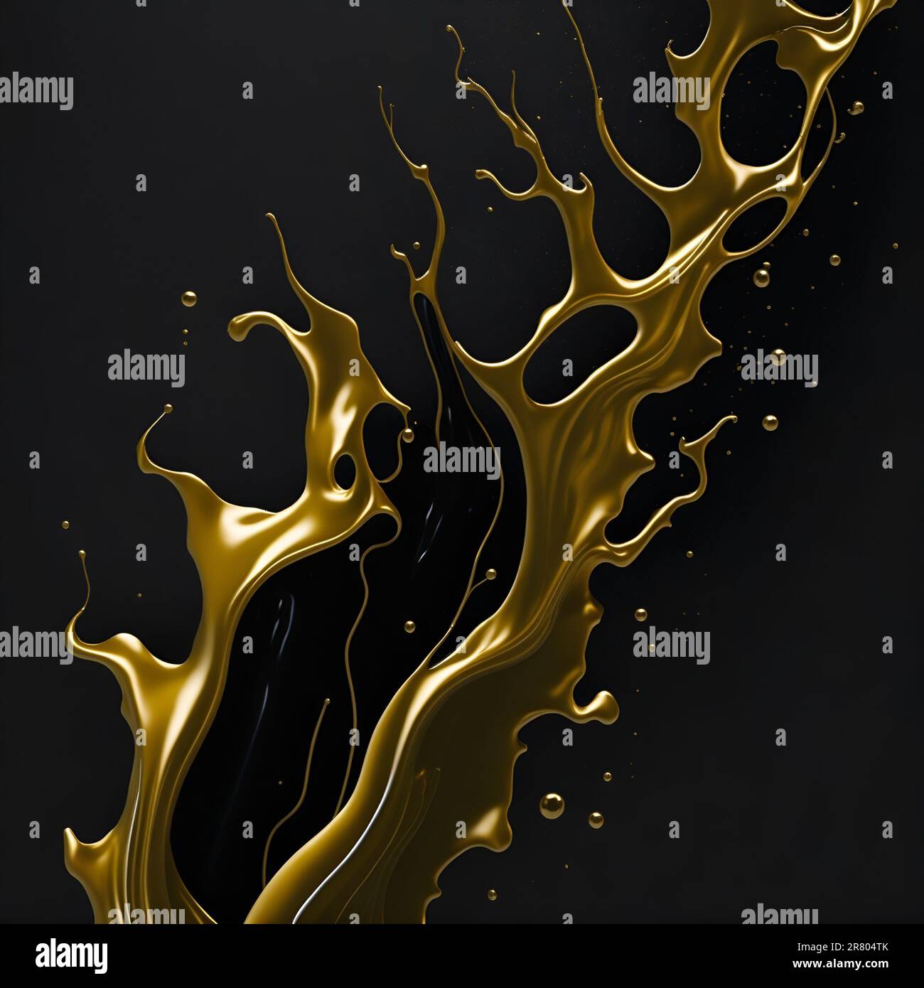Golden Paint splash on black background Stock Photo - Alamy