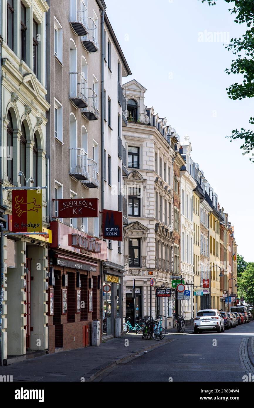 houses on Friesen street in the city center, Cologne, Germany. Haeuser ...