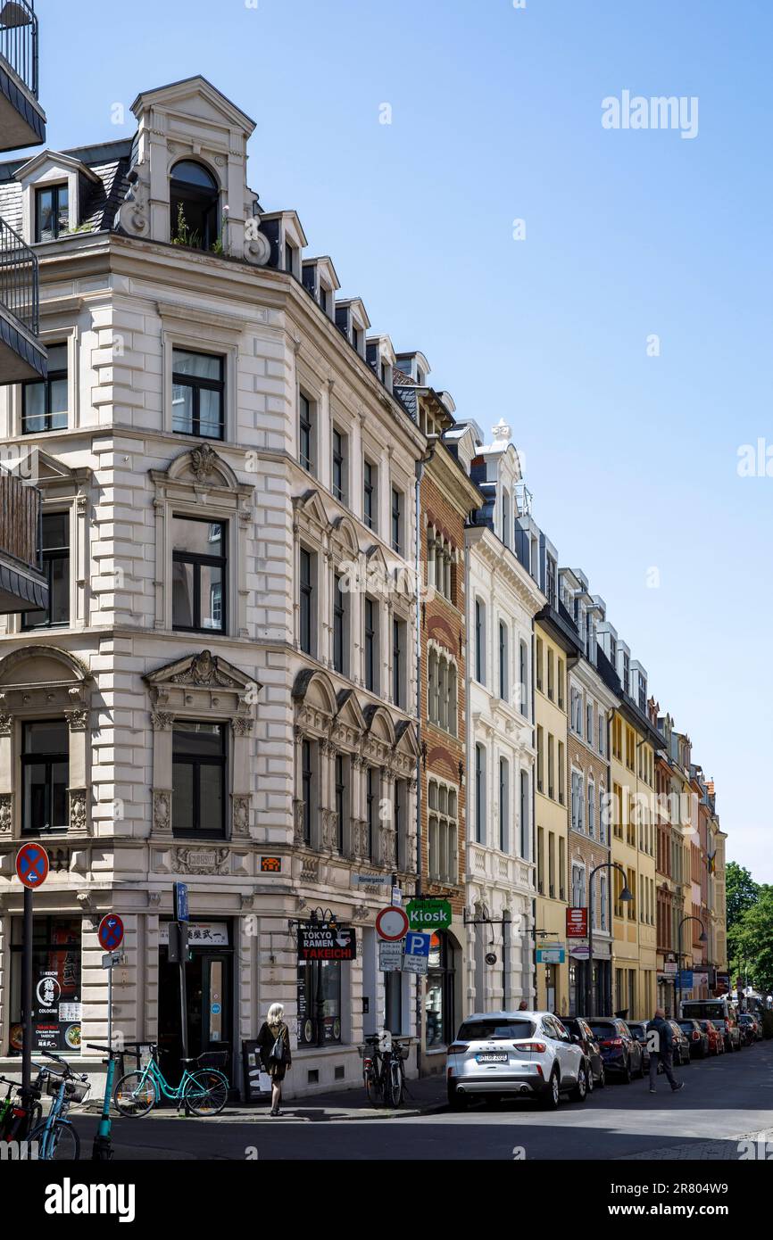 houses on Friesen street in the city center, Cologne, Germany. Haeuser ...
