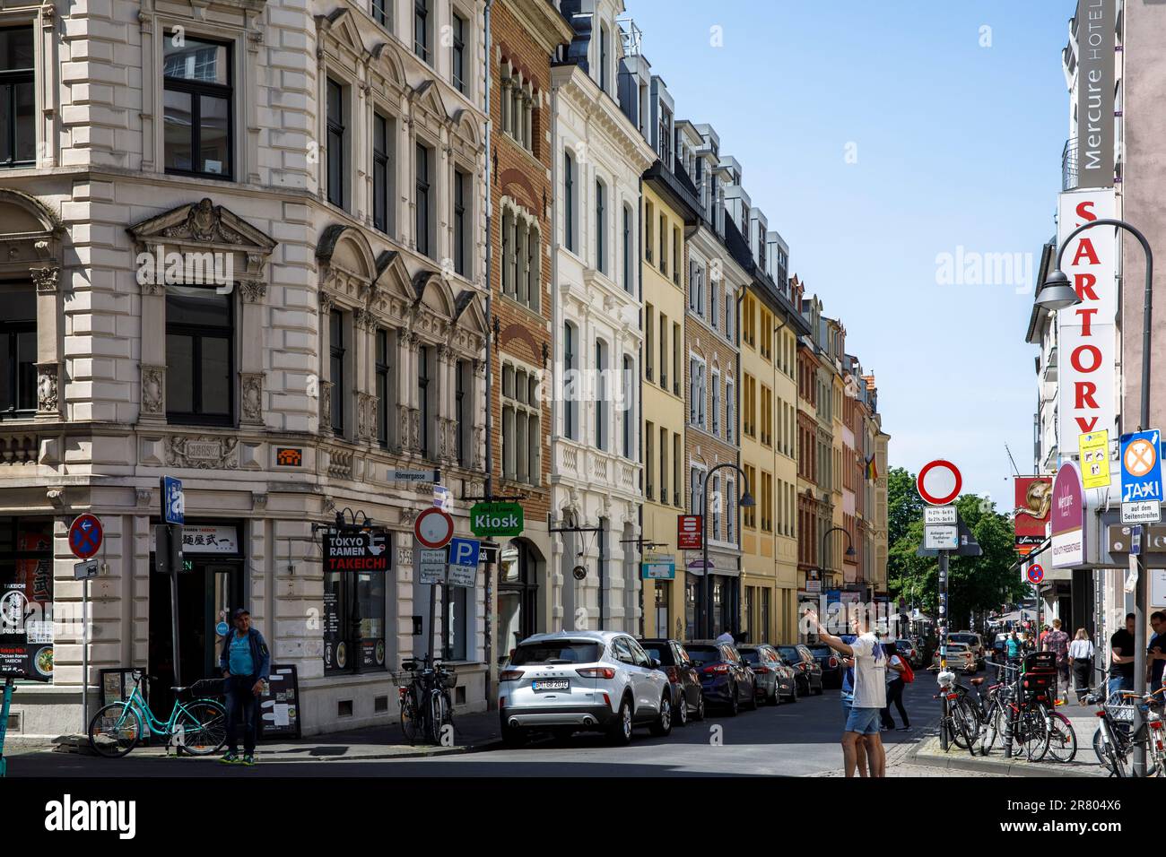 houses on Friesen street in the city center, Cologne, Germany. Haeuser ...