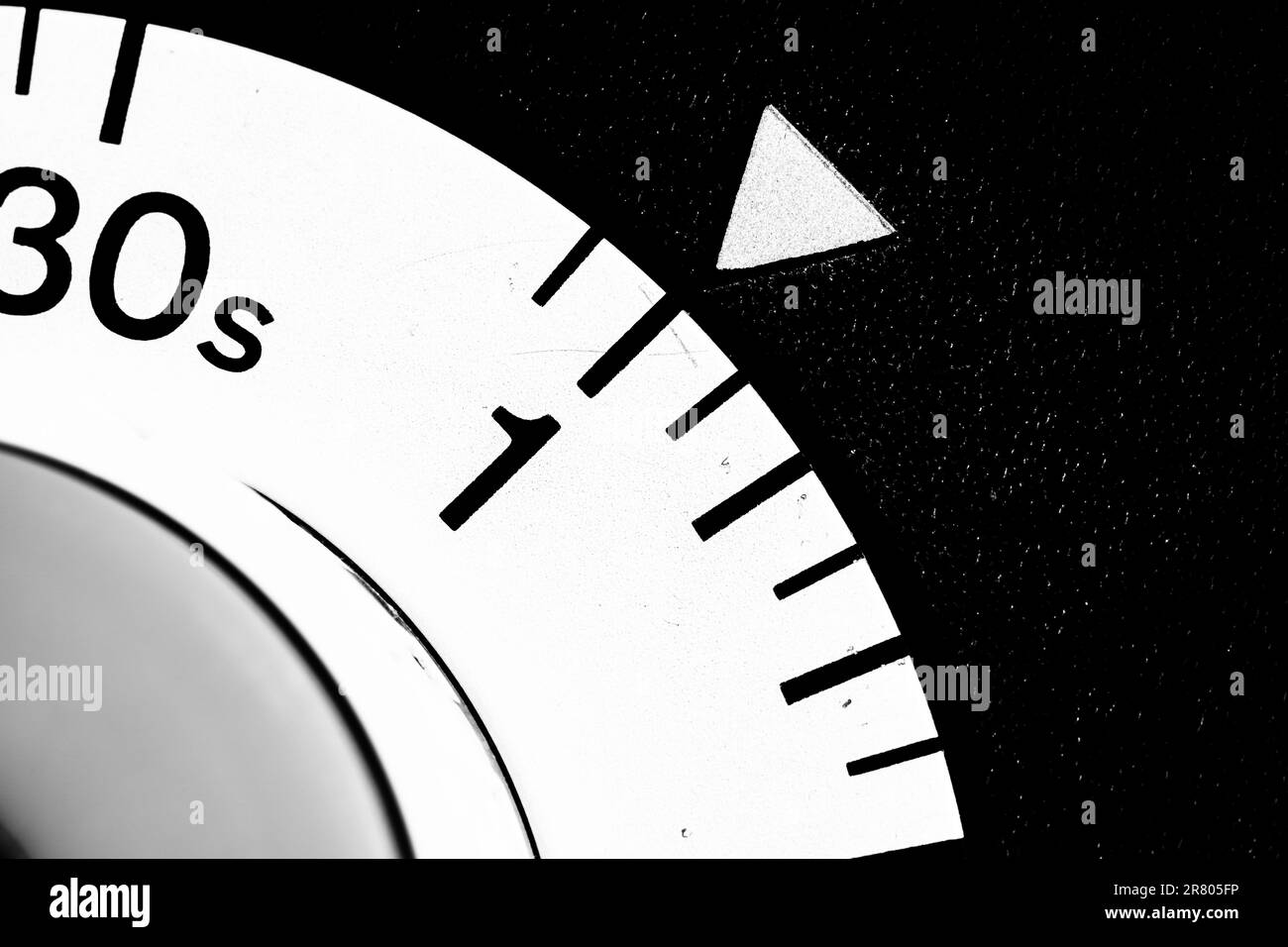 monochrome close-up of an analog laboratory timer set to one Stock ...