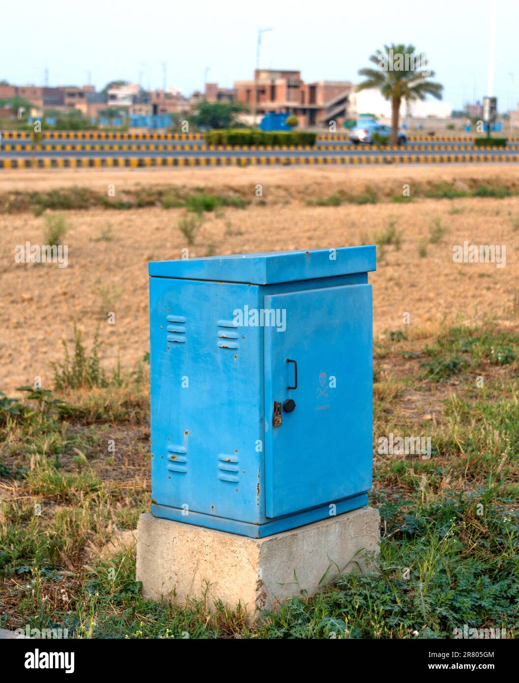 Power supply boards install on the road Stock Photo - Alamy