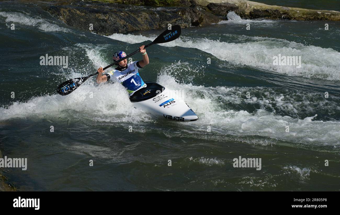 World Cup water slalom race winner Jessica Fox of Australia during her ...