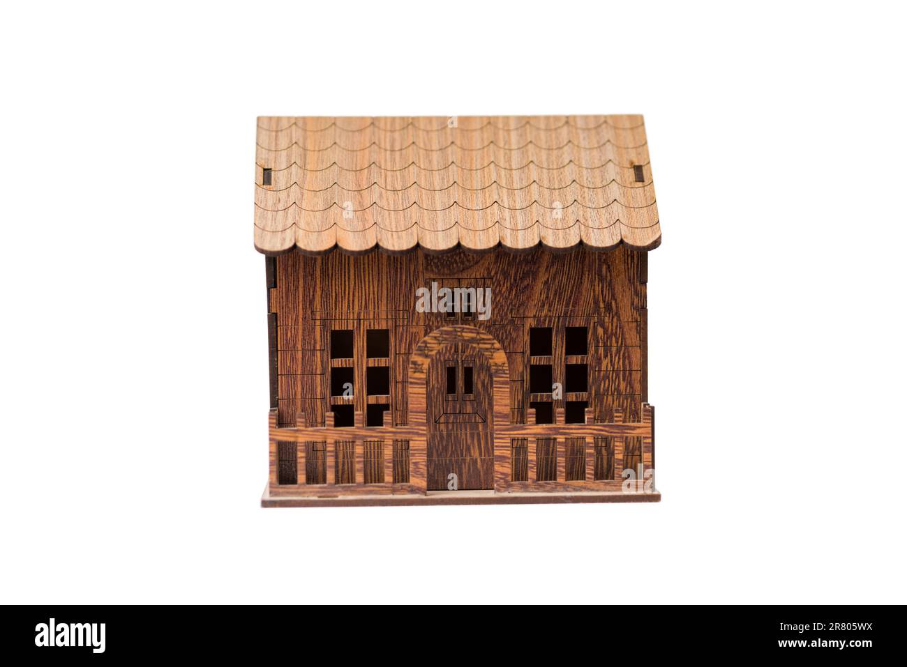 wooden miniature house isolated on the white background for real estate ...