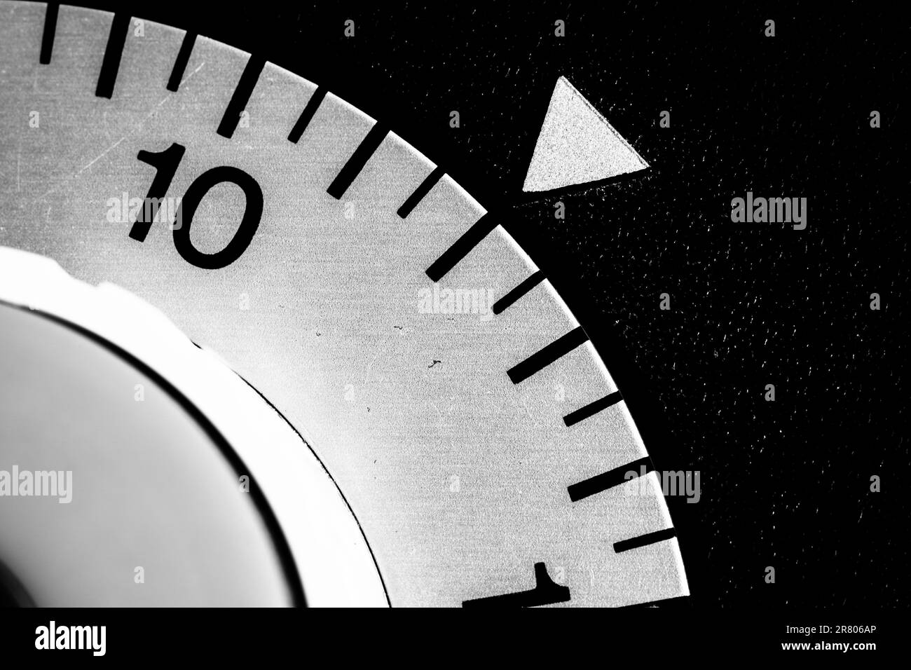 monochrome close-up of an analog laboratory timer set to twelve Stock ...