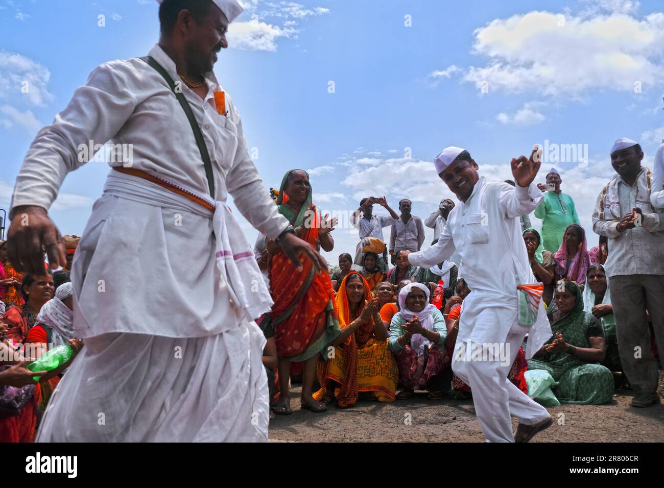 Pune, India 14 July 2023, cheerful Pilgrims at Palkhi, During ...