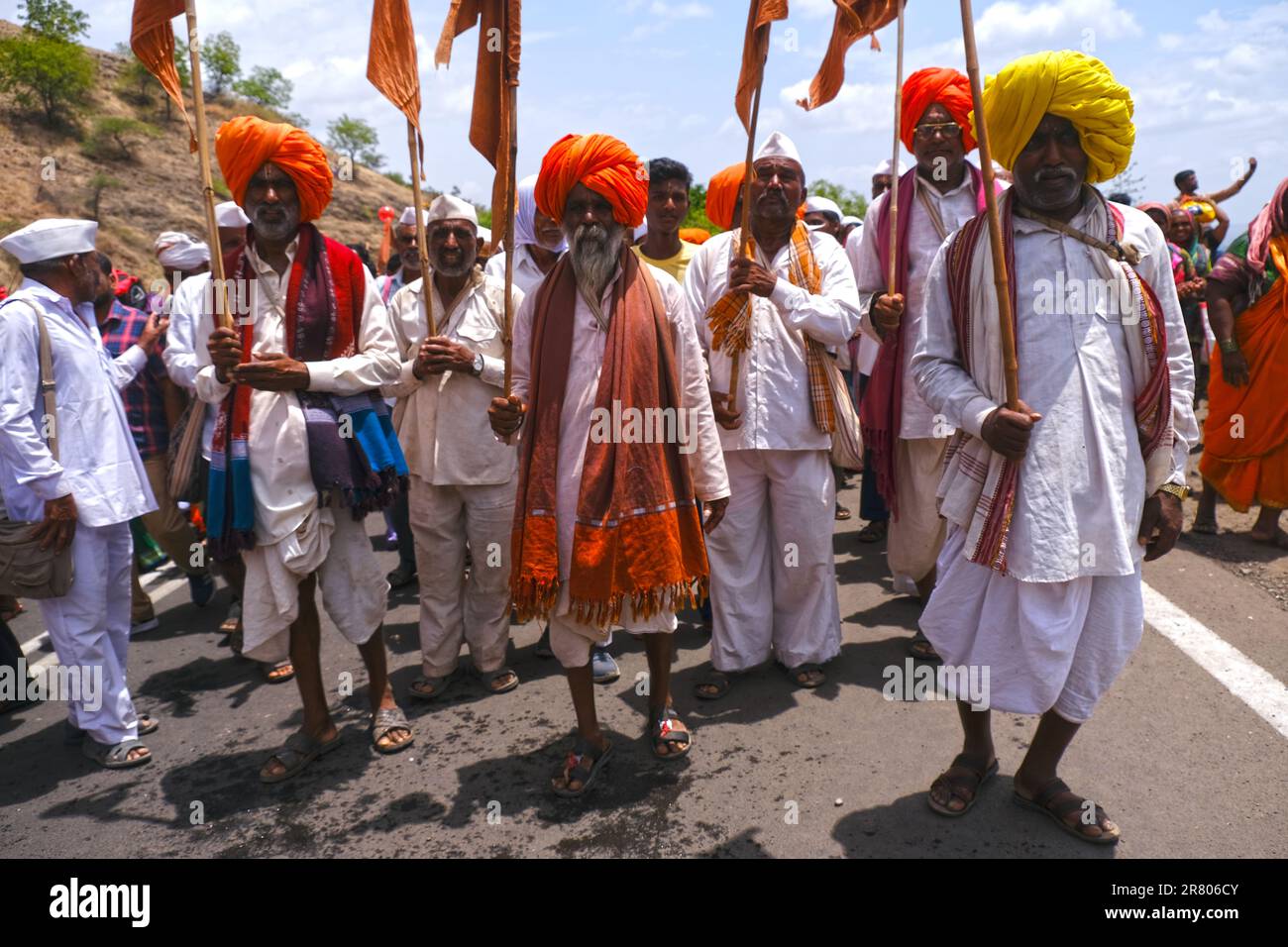 Pune, India 14 July 2023, cheerful Pilgrims at Palkhi, During ...