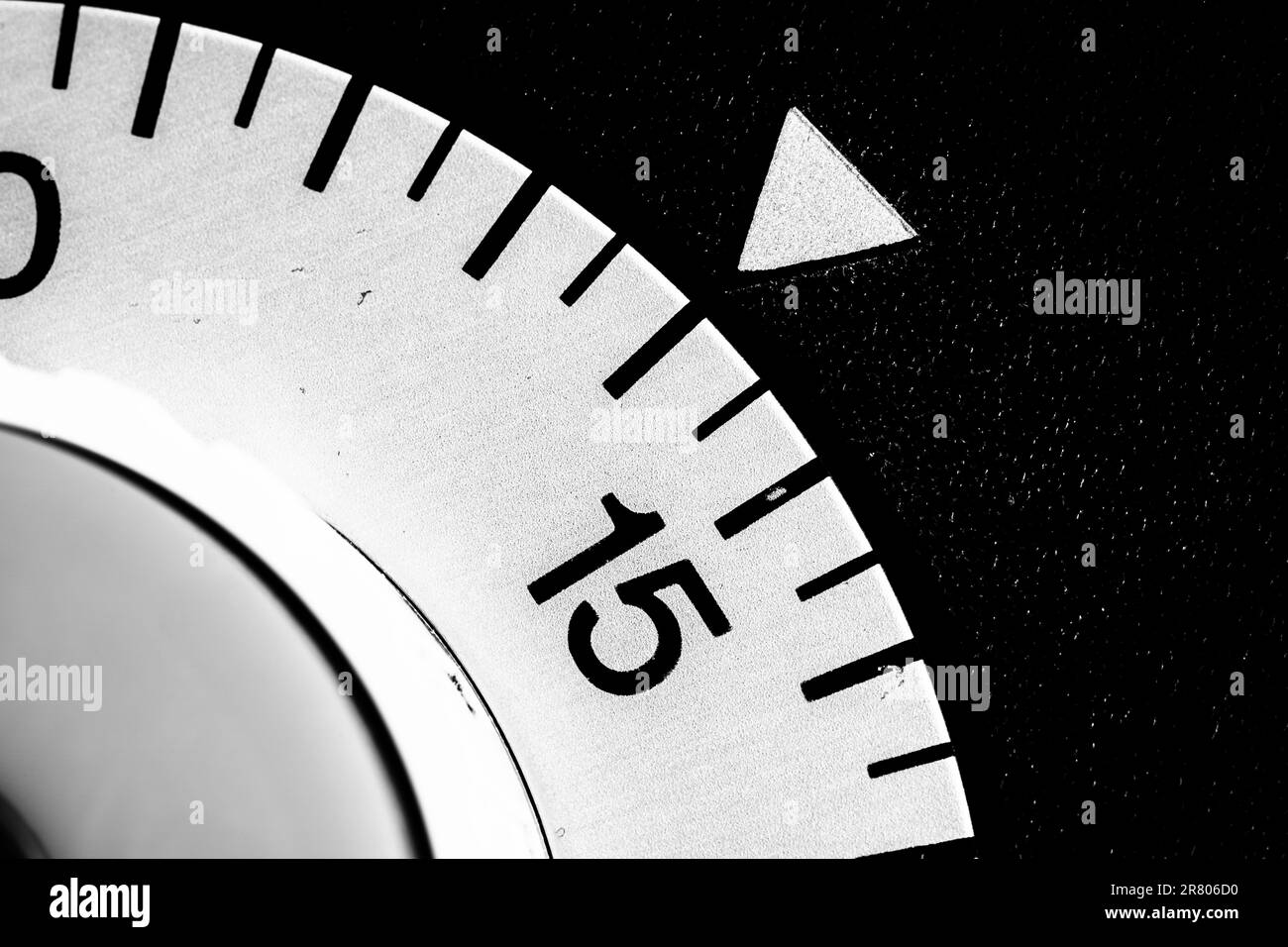 monochrome close-up of an analog laboratory timer set to 14 Stock Photo ...