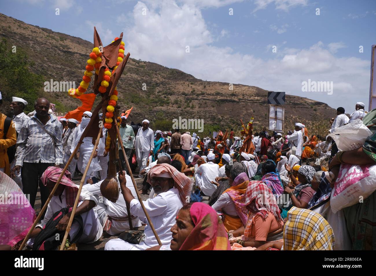 Pune, India 14 July 2023, cheerful Pilgrims at Palkhi, During ...
