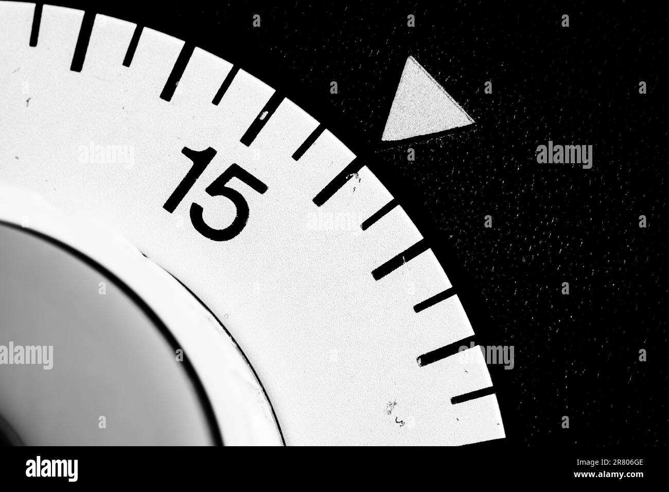 monochrome close-up of an analog laboratory timer set to 16 Stock Photo ...