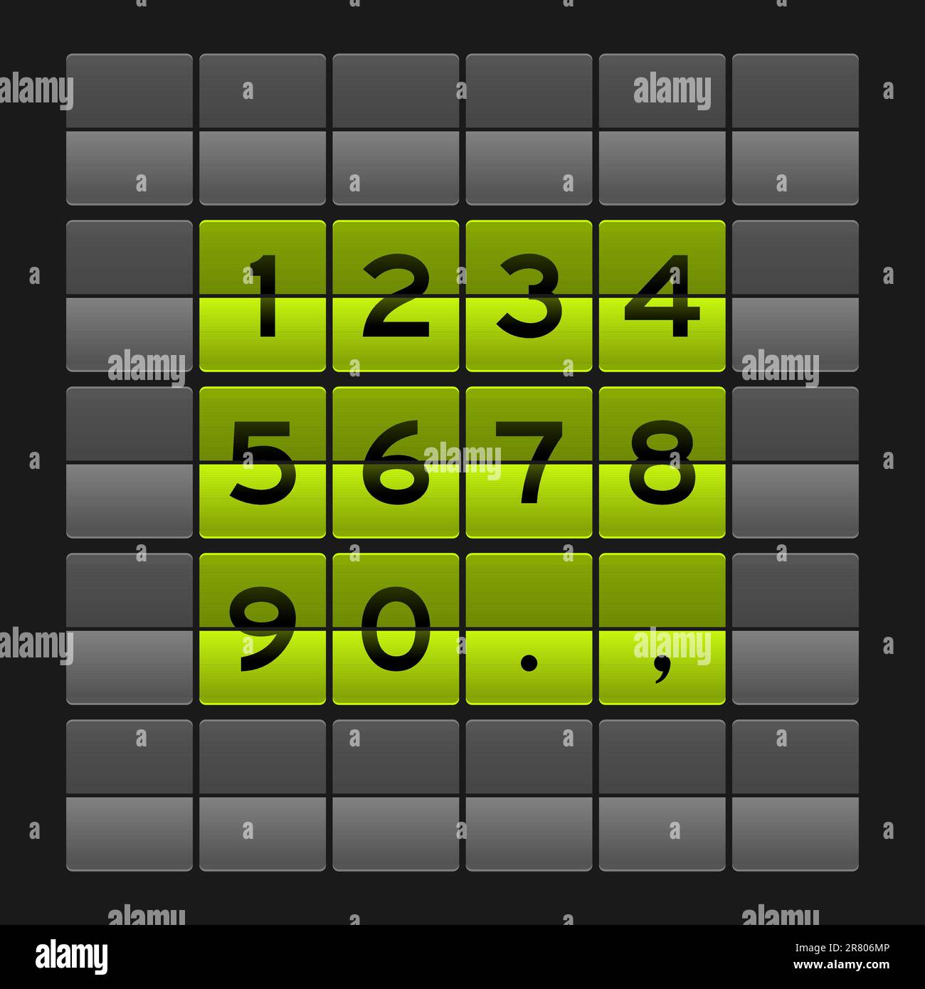 Green Flipping Display with Numbers on dark background as vector ...