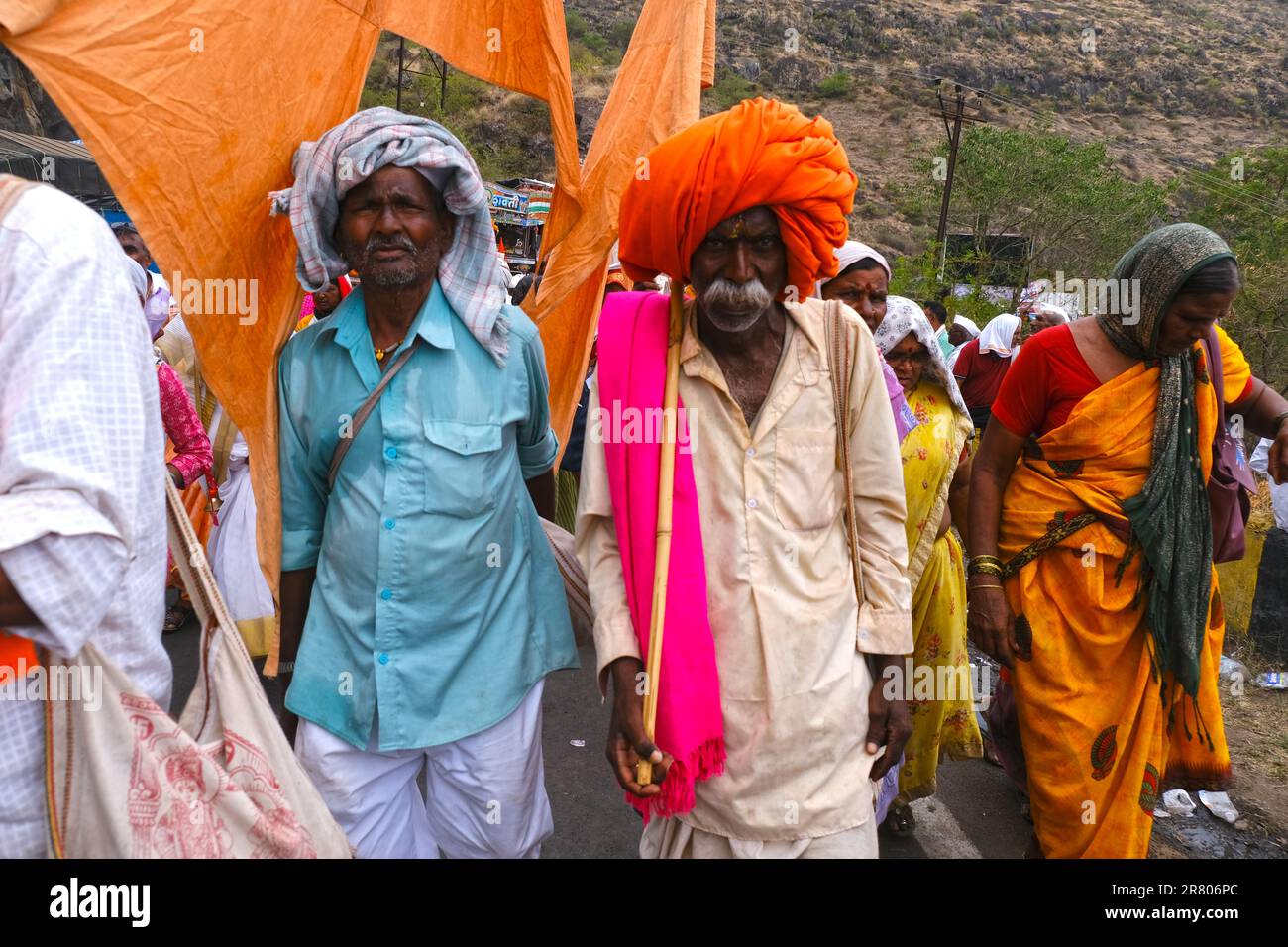 Pune, India 14 July 2023, cheerful Pilgrims at Palkhi, During ...