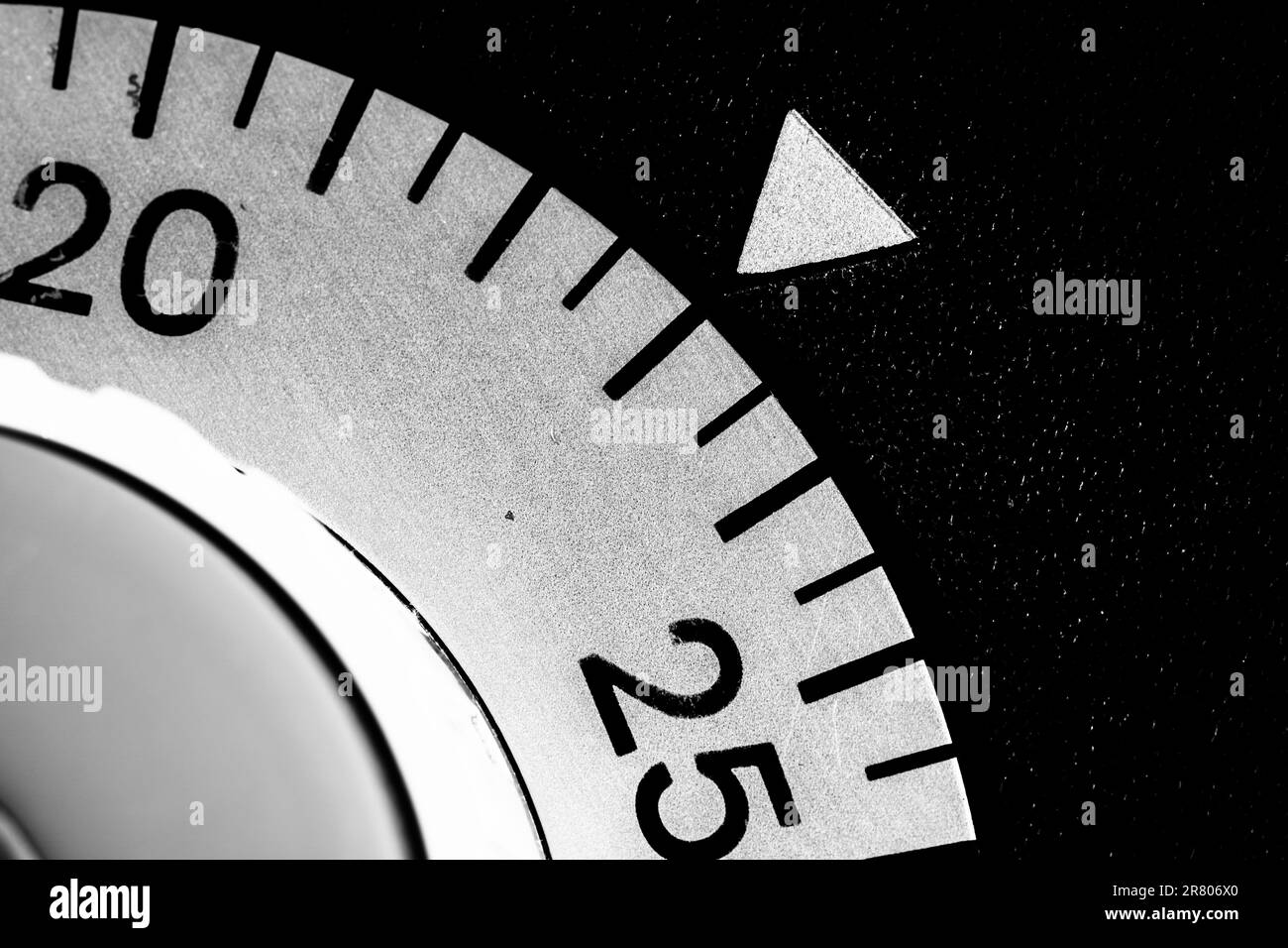 monochrome close-up of an analog laboratory timer set to 23 Stock Photo ...