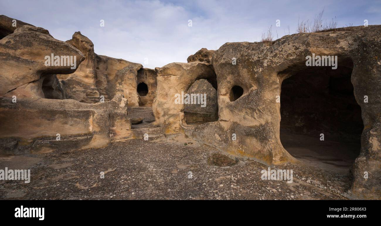 Magical stone buildings. Cave city of ancient people in Georgia ...