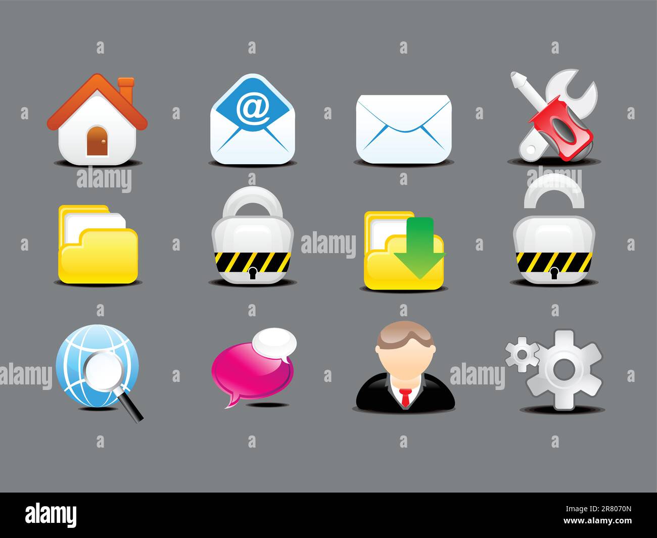 abstract detailed web icon set vector illustration Stock Vector Image ...