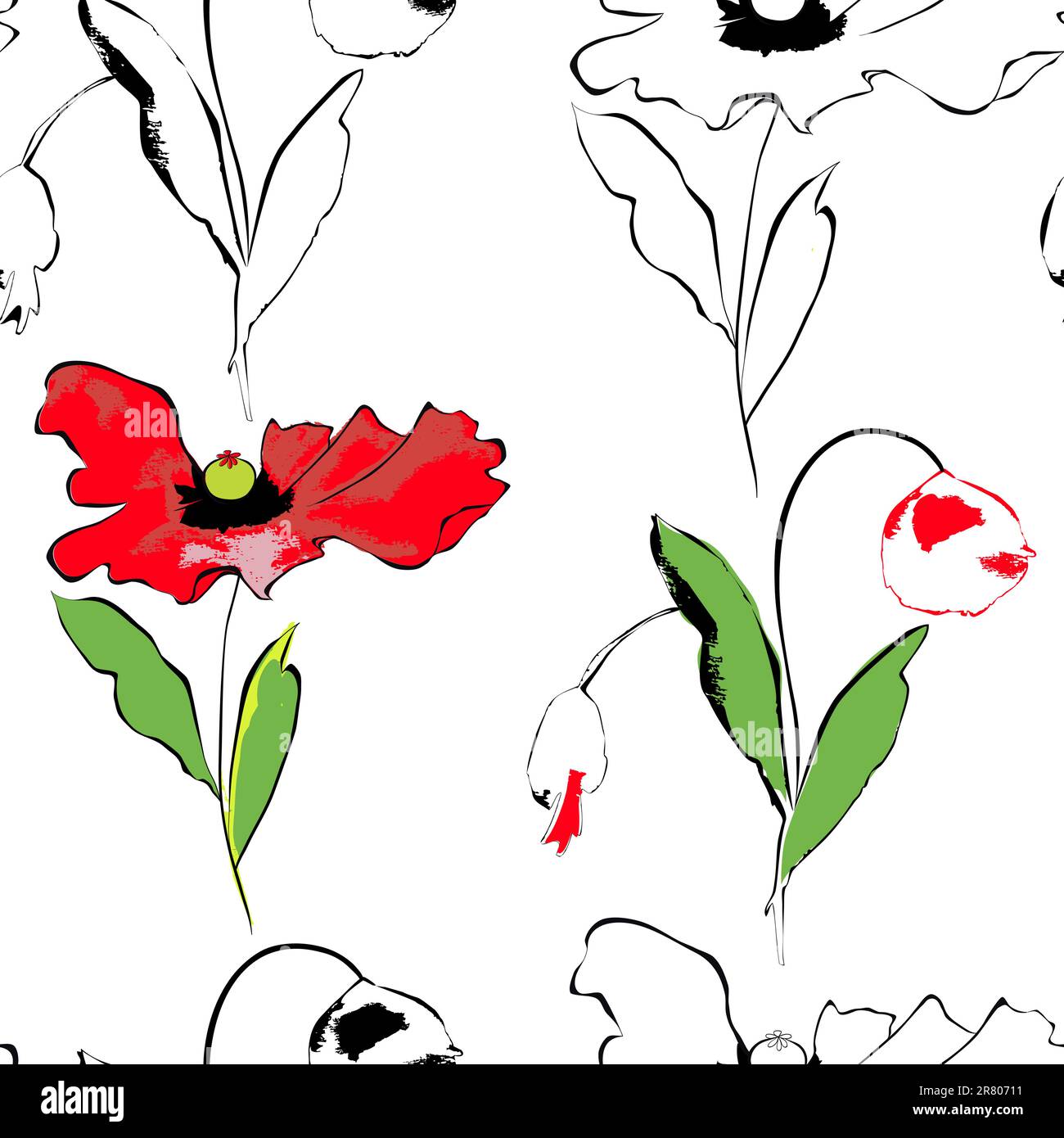 Stylized poppy flowers hi-res stock photography and images - Alamy