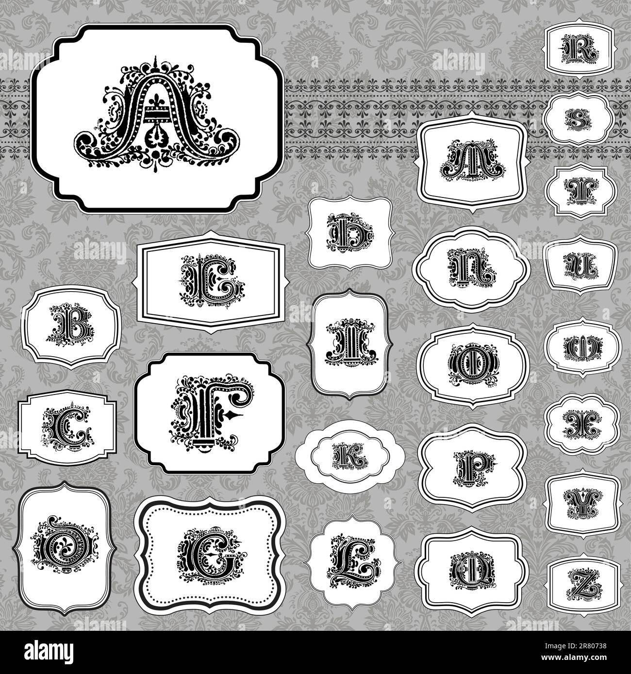 Vector Frame and Ornate Letter Set. Easy to edit. Perfect for ...