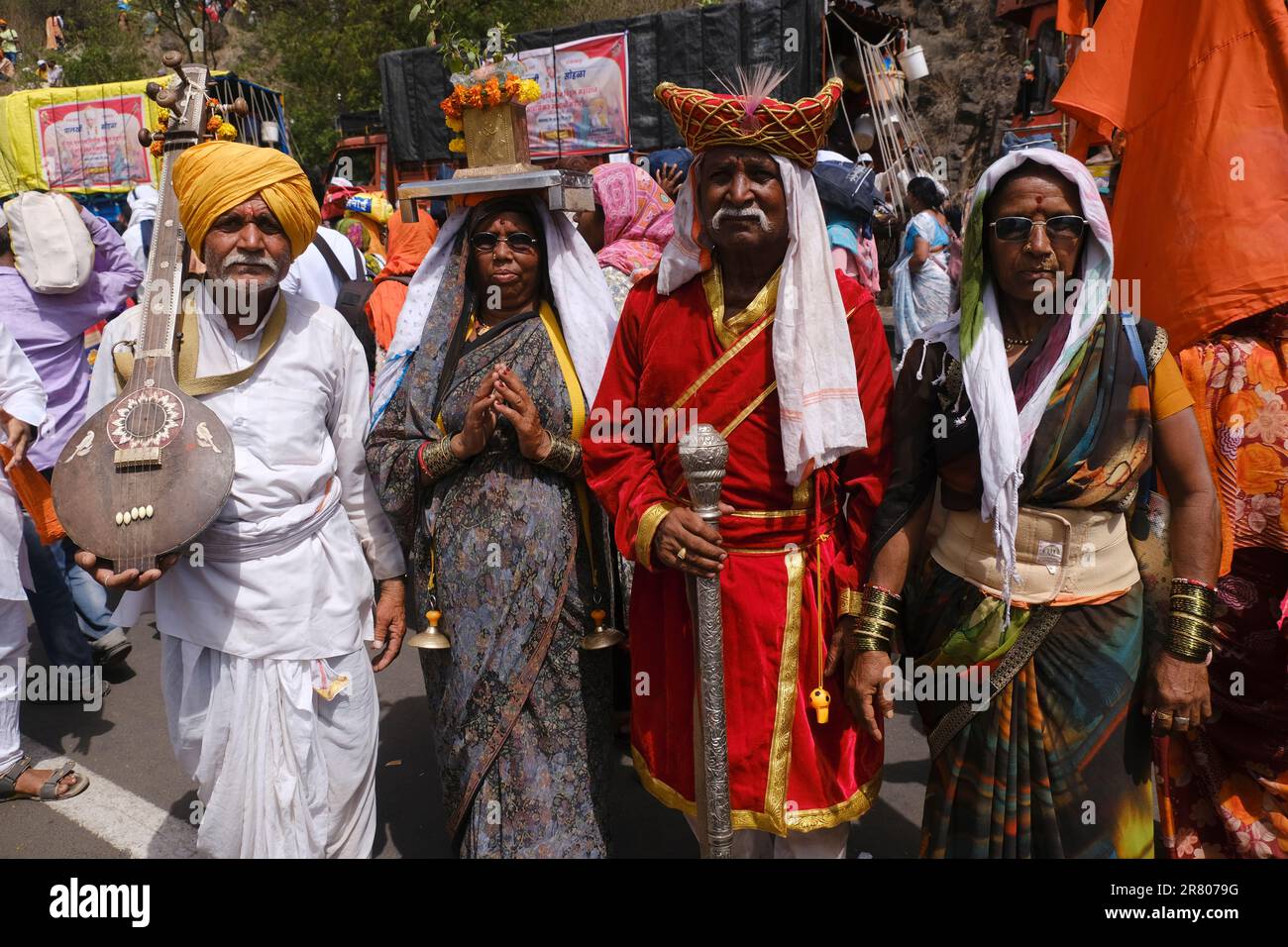 Pune, India 14 July 2023, cheerful Pilgrims at Palkhi, During ...