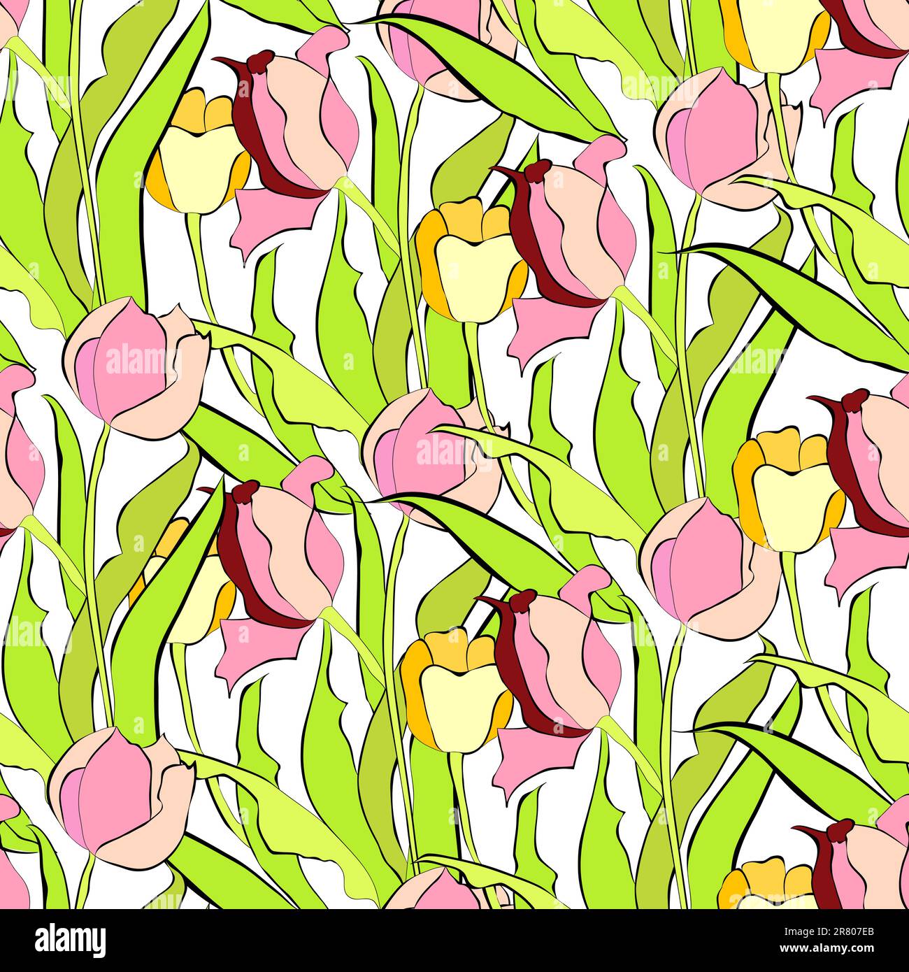 Spring seamless wallpaper with Tulips flowers Stock Vector Image & Art ...
