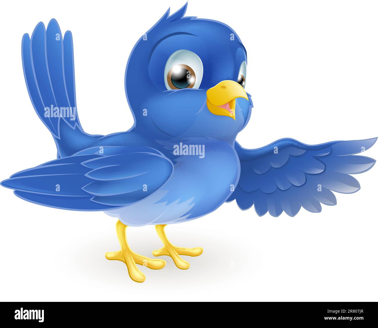 Illustration of a standing bluebird pointing with its wing Stock Vector ...