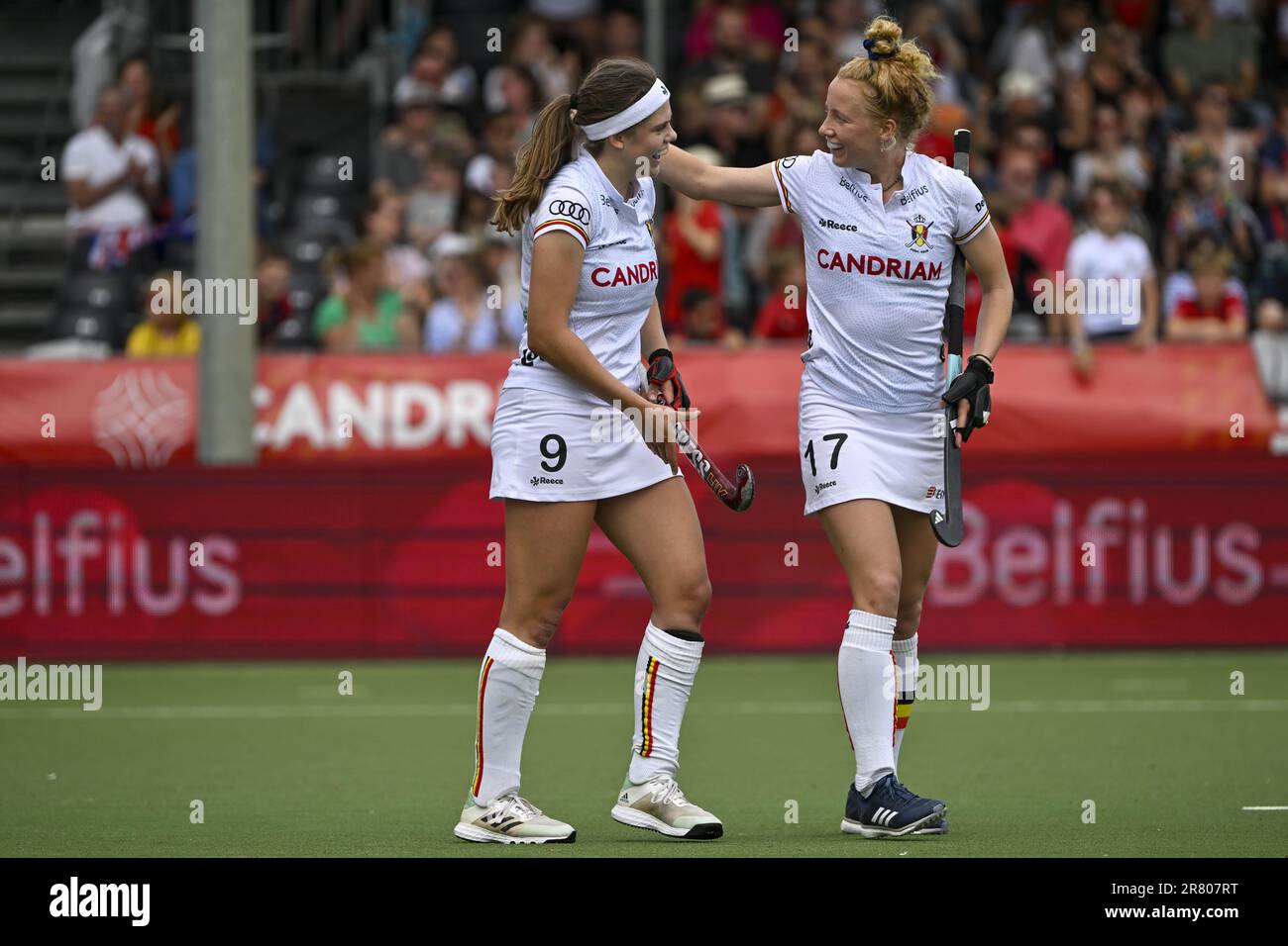 Belgium's Emily White and Belgium's Michelle Struijk celebrate after ...