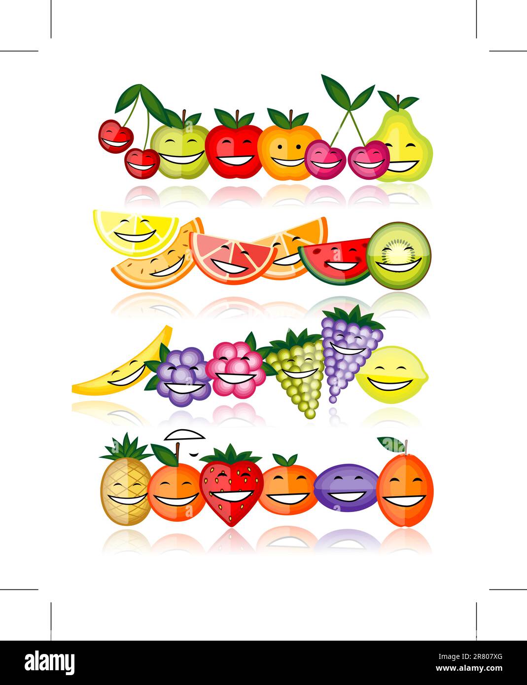 Funny fruits smiling together for your design Stock Vector Image & Art ...