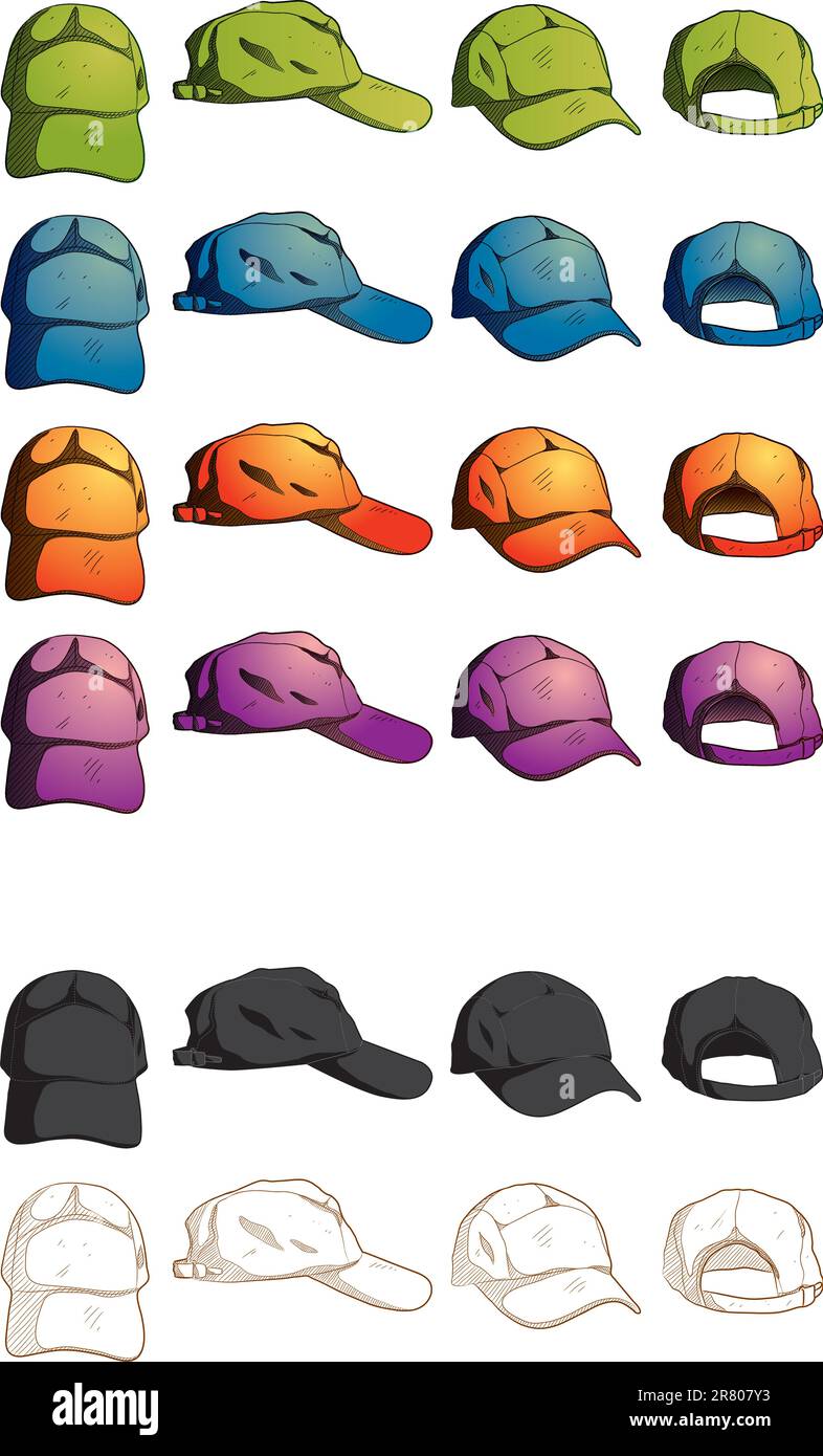 illustration of cap template with various angle Stock Vector Image ...