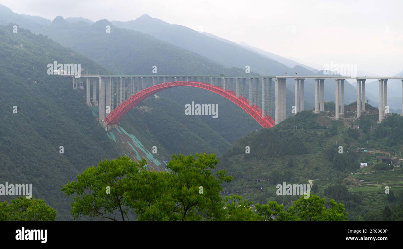 Photo taken on June 18, 2023 shows the Dafaqu Grand Bridge in Zunyi ...