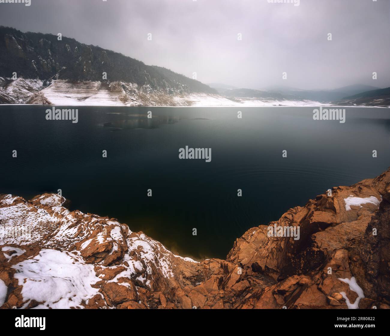 beautiful lake tbisi in georgia, caucasus. winter landscape Stock Photo ...