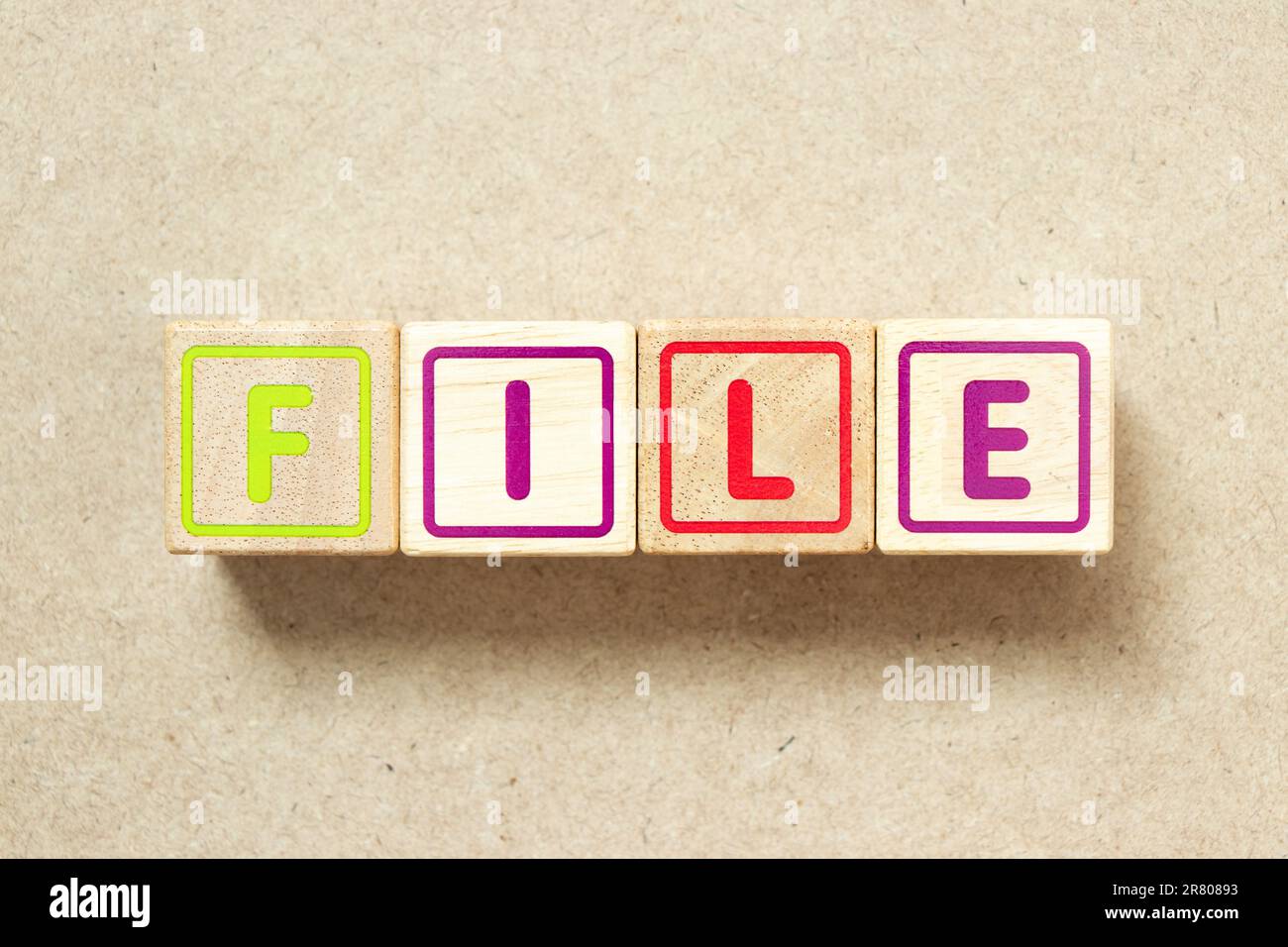 Wooden alphabet letter block in word file on wood background Stock ...
