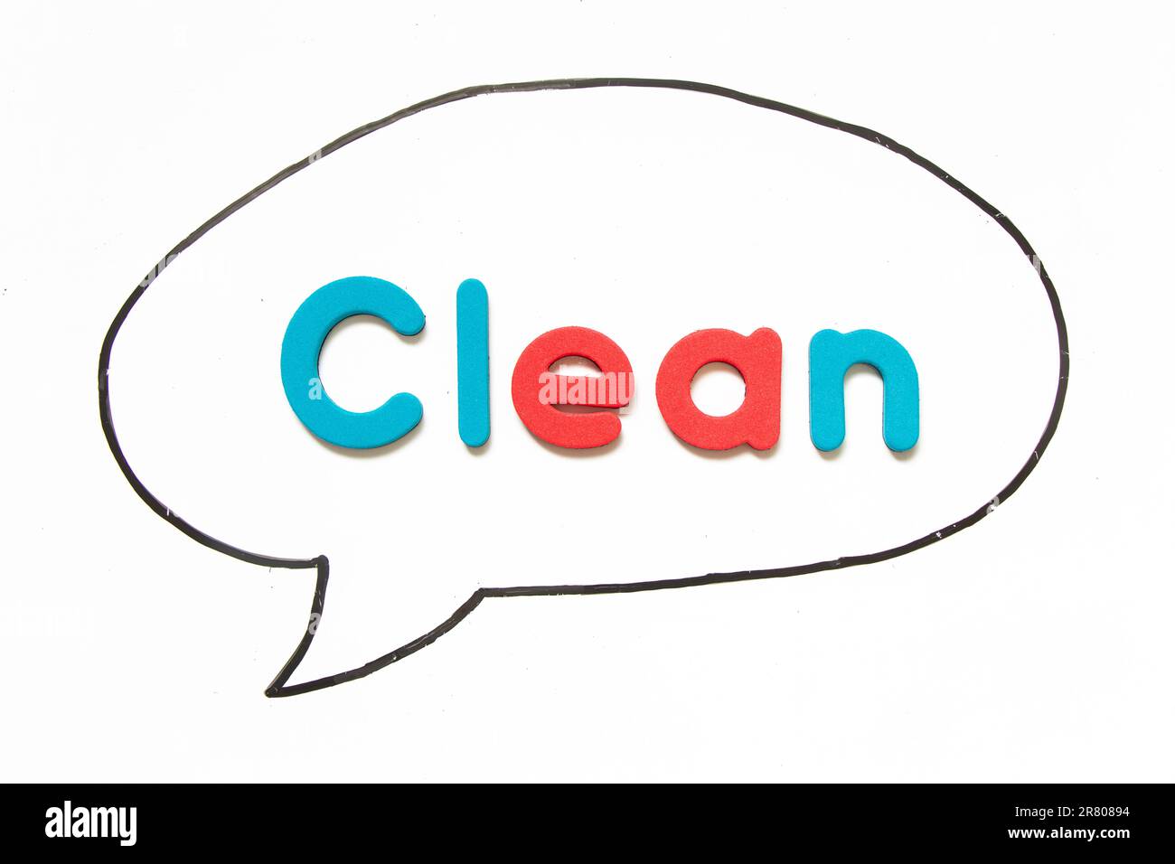 Alphabet letter with word clean in black line hand drawing as bubble ...