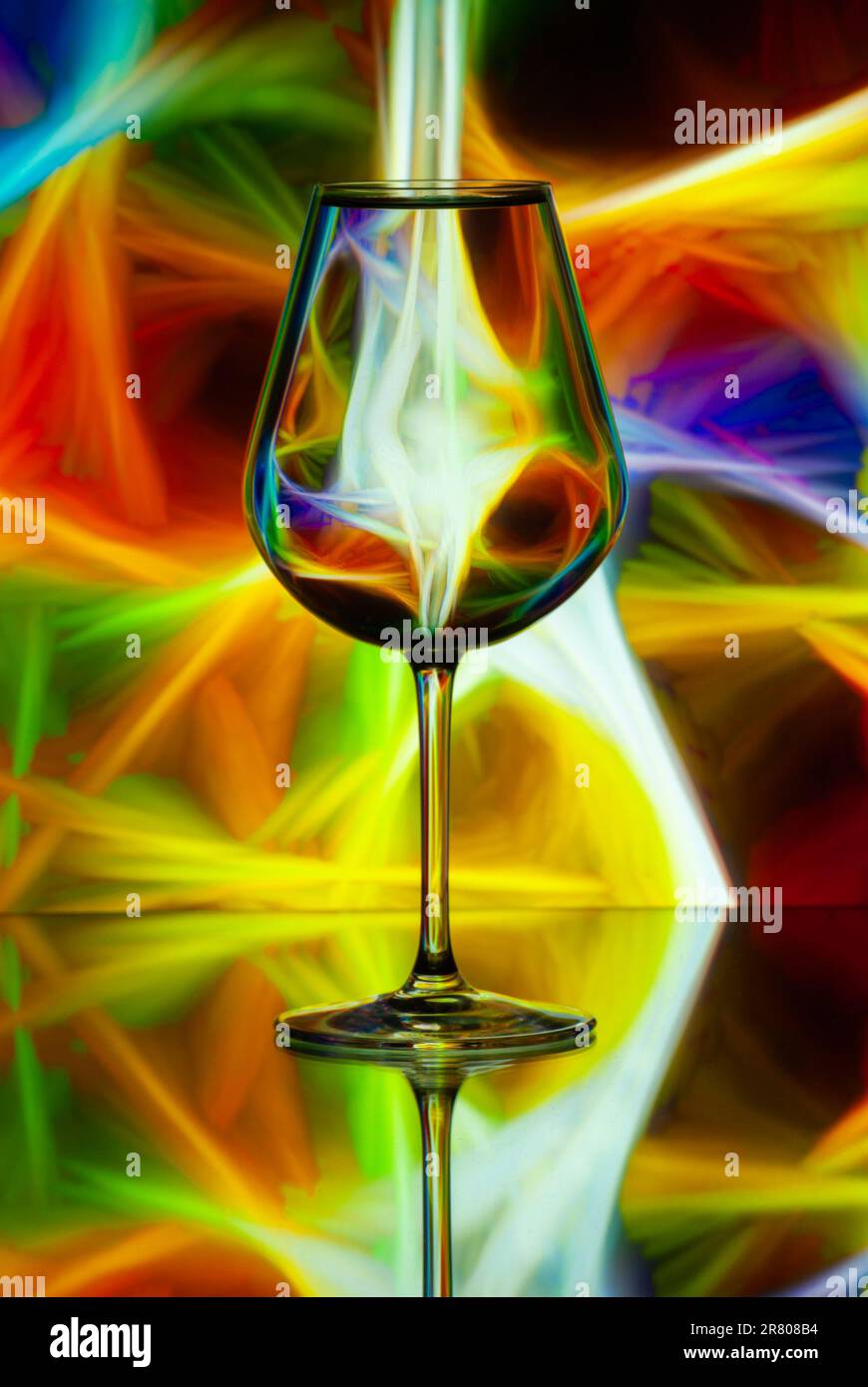 Pattern distortions seen through a glass of water. Still life Stock ...