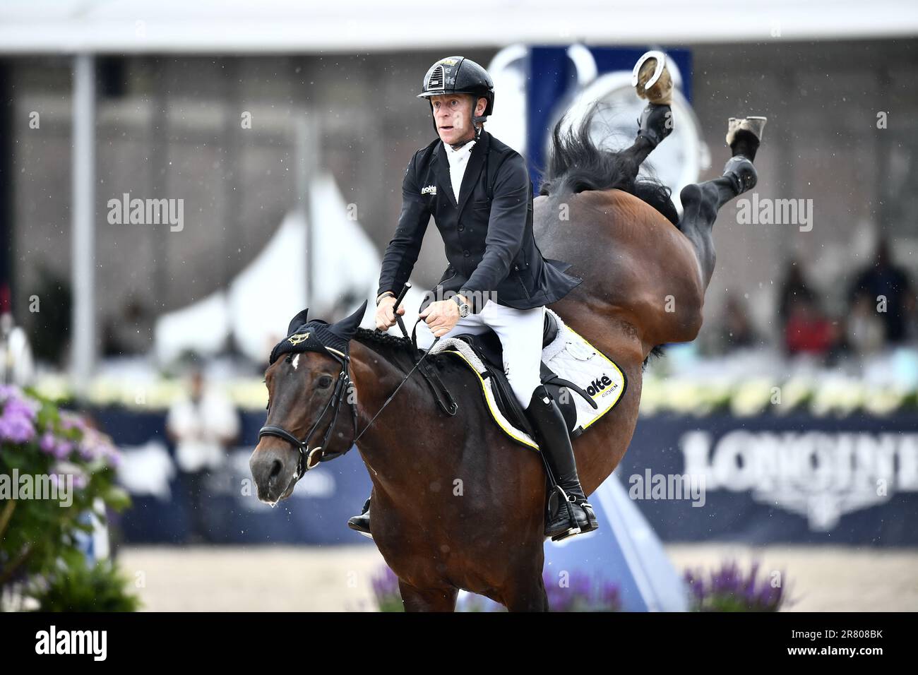 Marcus Ehning, Germany, with the horse Stargold in the jump-off during ...