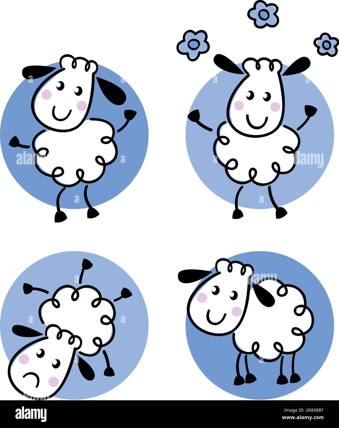 Happy doodle sheep set. Vector cartoon Stock Vector Image & Art - Alamy