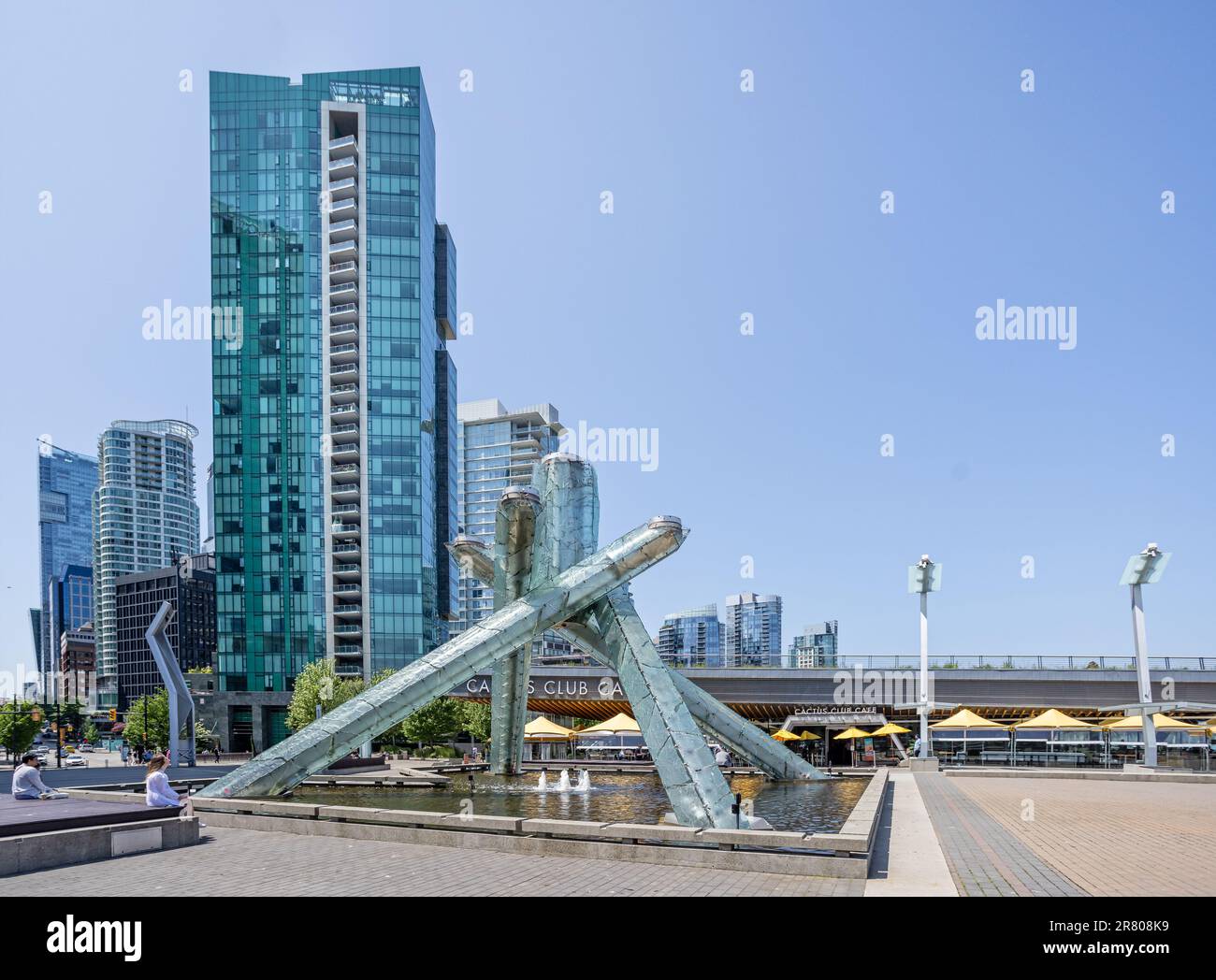 Olympic Cauldron installation in the Jack Poole Plaza, Canada Place ...