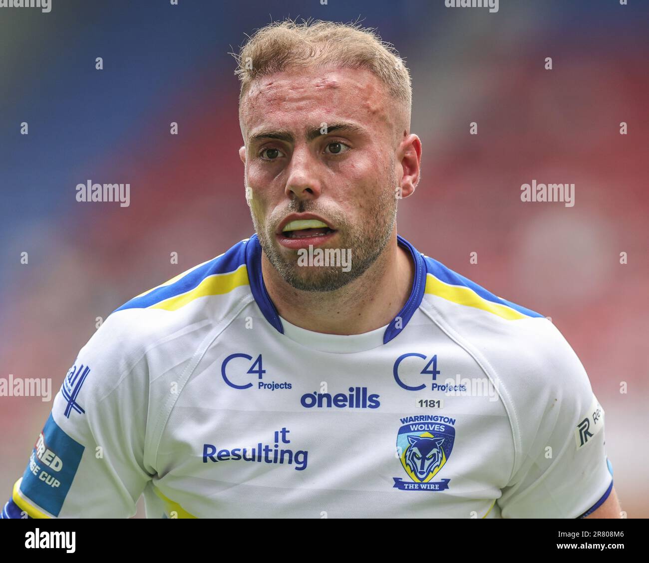 James Harrison #8 of Warrington Wolves during the Betfred Challenge Cup ...