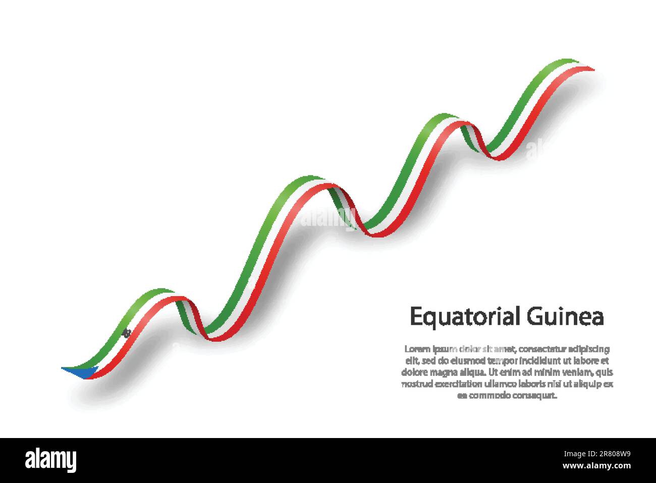 Waving ribbon or banner with flag of Equatorial Guinea. Template for ...