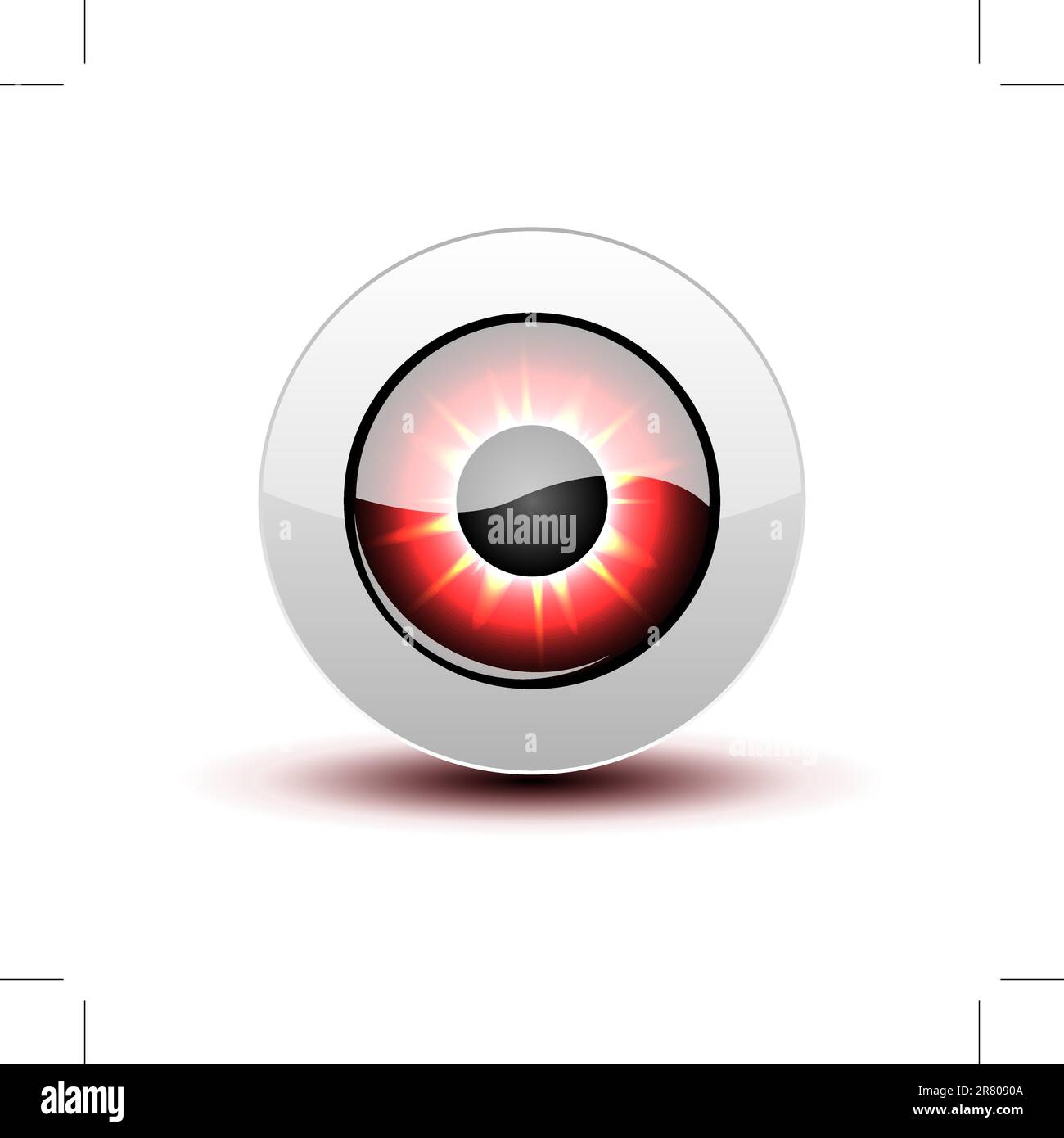 Red eye icon with shadow on white, vector illustration, eps10 Stock ...