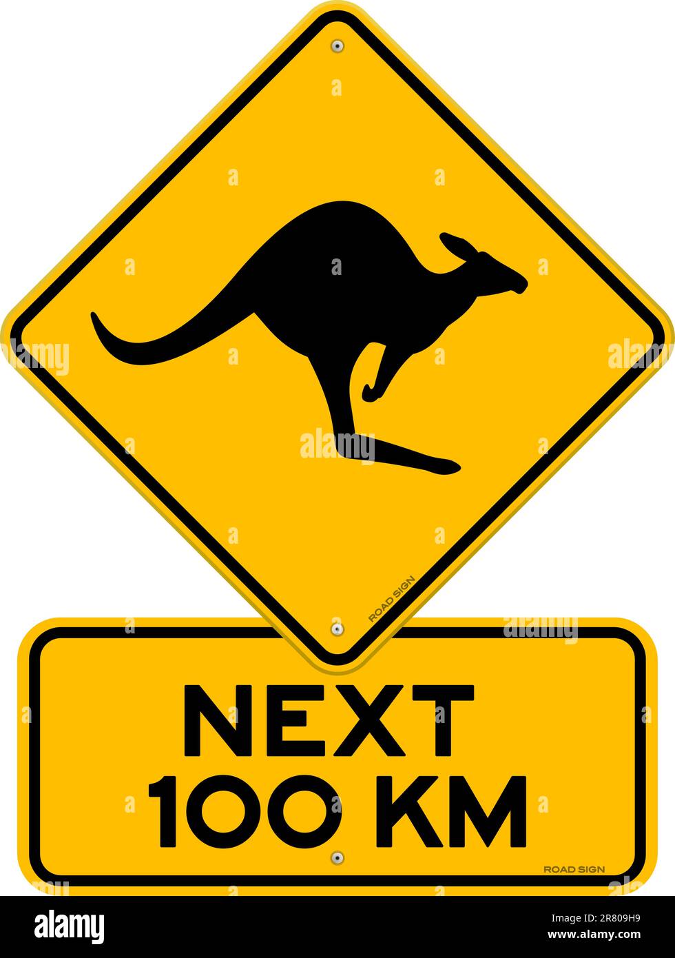 Next 100 kilometers a Kangaroo danger as a Clip Art Stock Vector Image ...