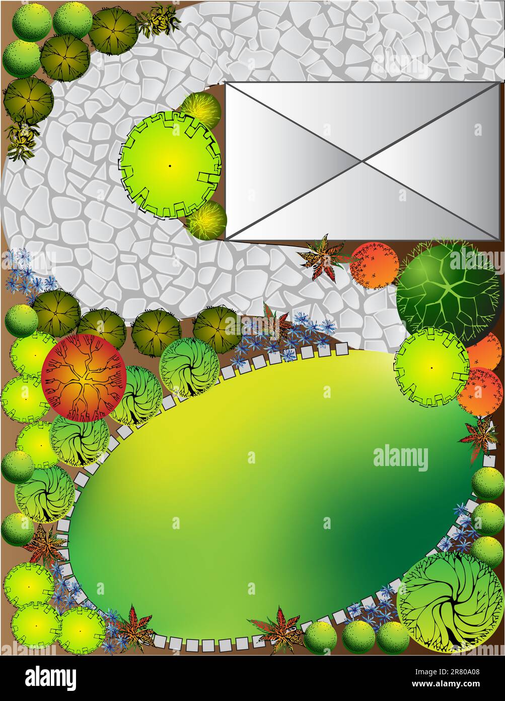 Plan of garden with symbols of tree Stock Vector Image & Art - Alamy