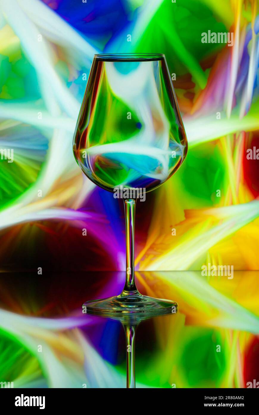 Pattern distortions seen through a glass of water. Still life Stock ...