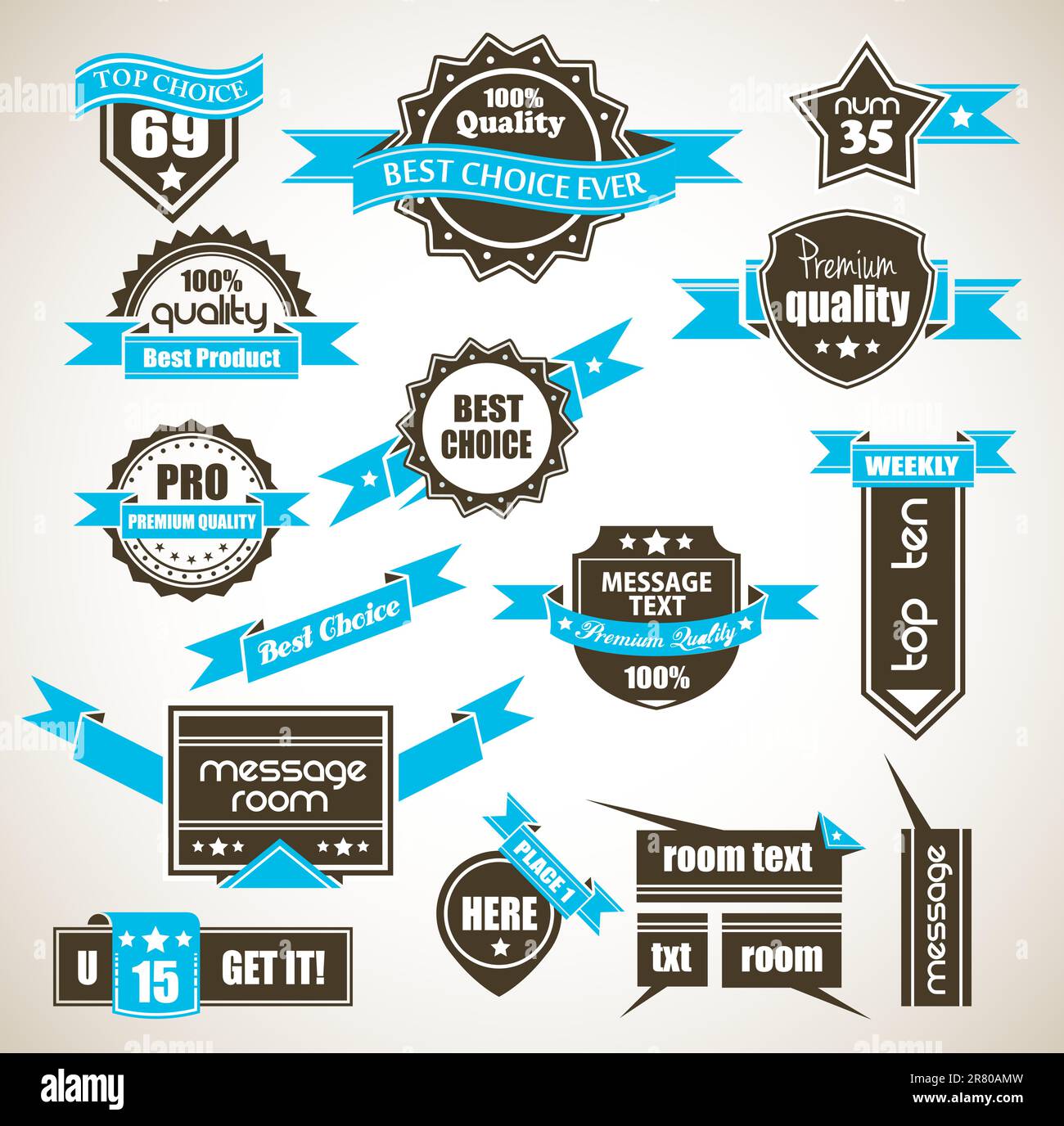 Premium Quality Labels - Collection of retro bi-colours vintage labels ...