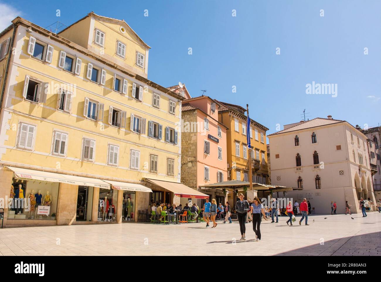 Split, Croatia - May 12th 2023. The historic Narodni Trg - People’s ...