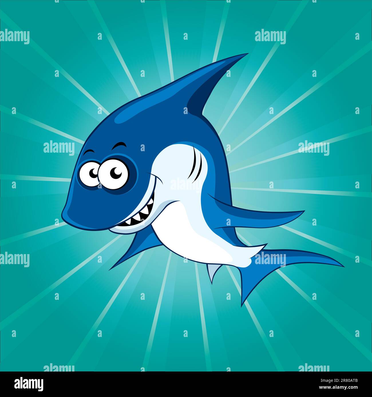 Funny shark on the blue background Stock Vector Image & Art - Alamy