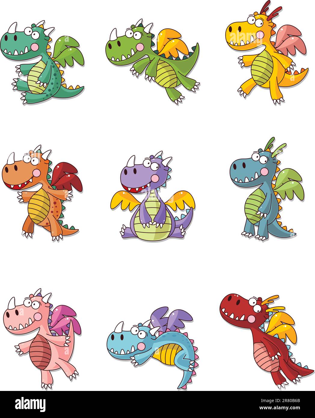 cartoon fat fire dragon icon set Stock Vector Image & Art - Alamy