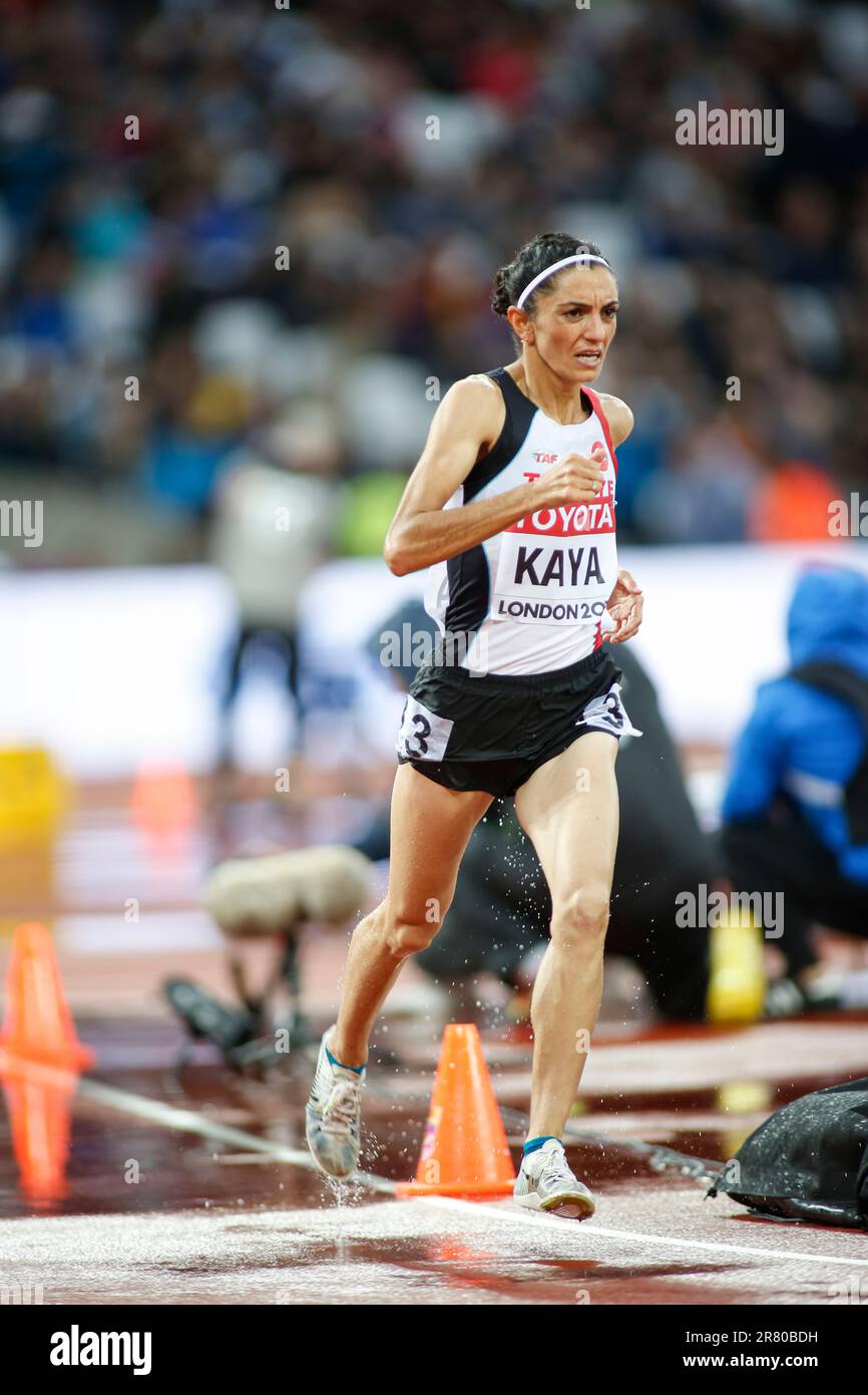Özlem Kaya participating in the 3000 Metres Steeplechase at the World Athletics Championships ...