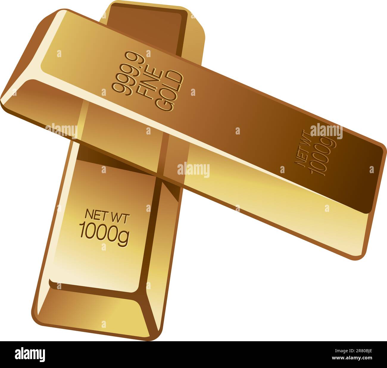 Group of two gold bars on white background. Vector illustration Stock Vector Image & Art - Alamy