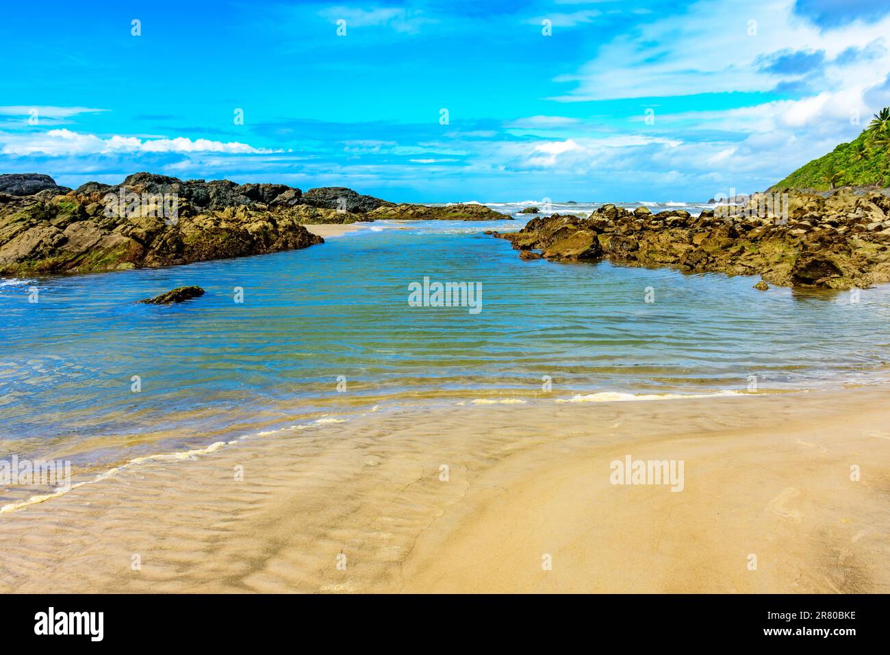 Image of Prainha beach located in Serra Grande in Bahia with blue and ...